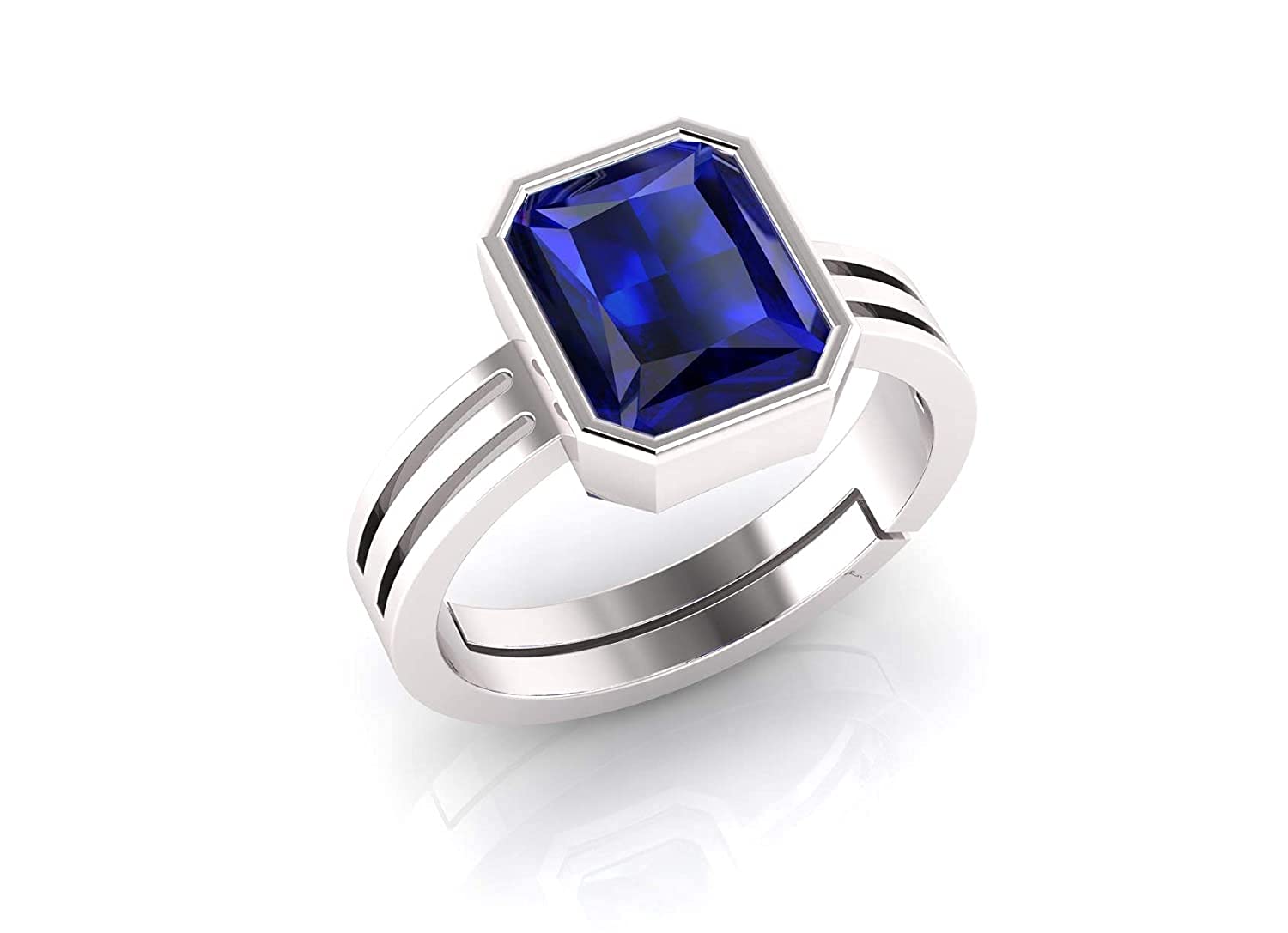 Blue Sapphire Ring Gemstone Silver Ring Fashion Designer Neelam Ring Blue Lightweight Engagement Ring BY JEWELS HUB (Adjustable)