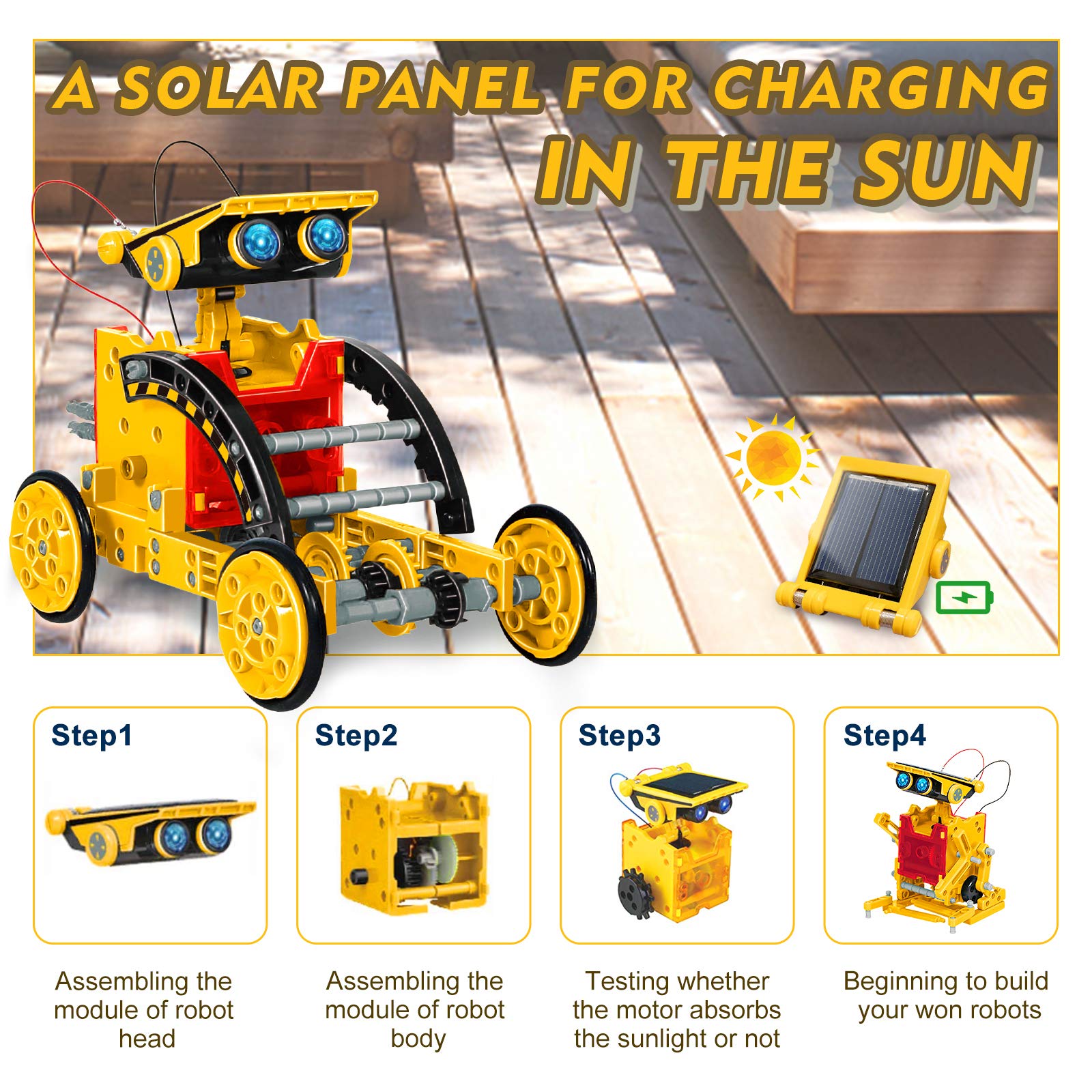 KooQii Upgrade STEM 12 in 1 Educational Toys Solar Robot Building Kit,Solar and Cell Powered 2 in 1 DIY STEM Project Learning Science Kits for Kids Age 8-12 for Birthday Gift and Travel Activity