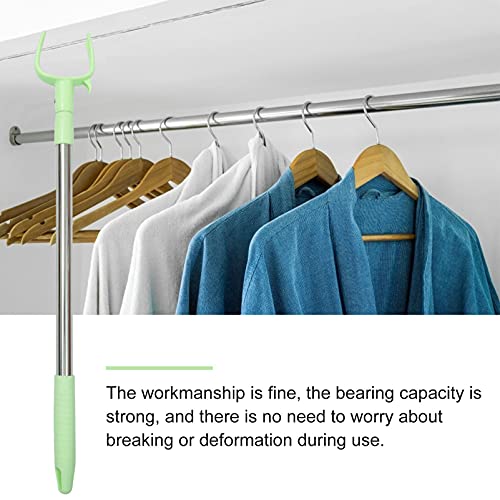 Curtain Rod Hooks Closet Reacher Pole Clothes Laundry Drying Rack Pole: 2pcs Retractable Coat Hanger Rod Adjustable Clothes Tension Pole Clothesline Prop Pole Metal Hangers