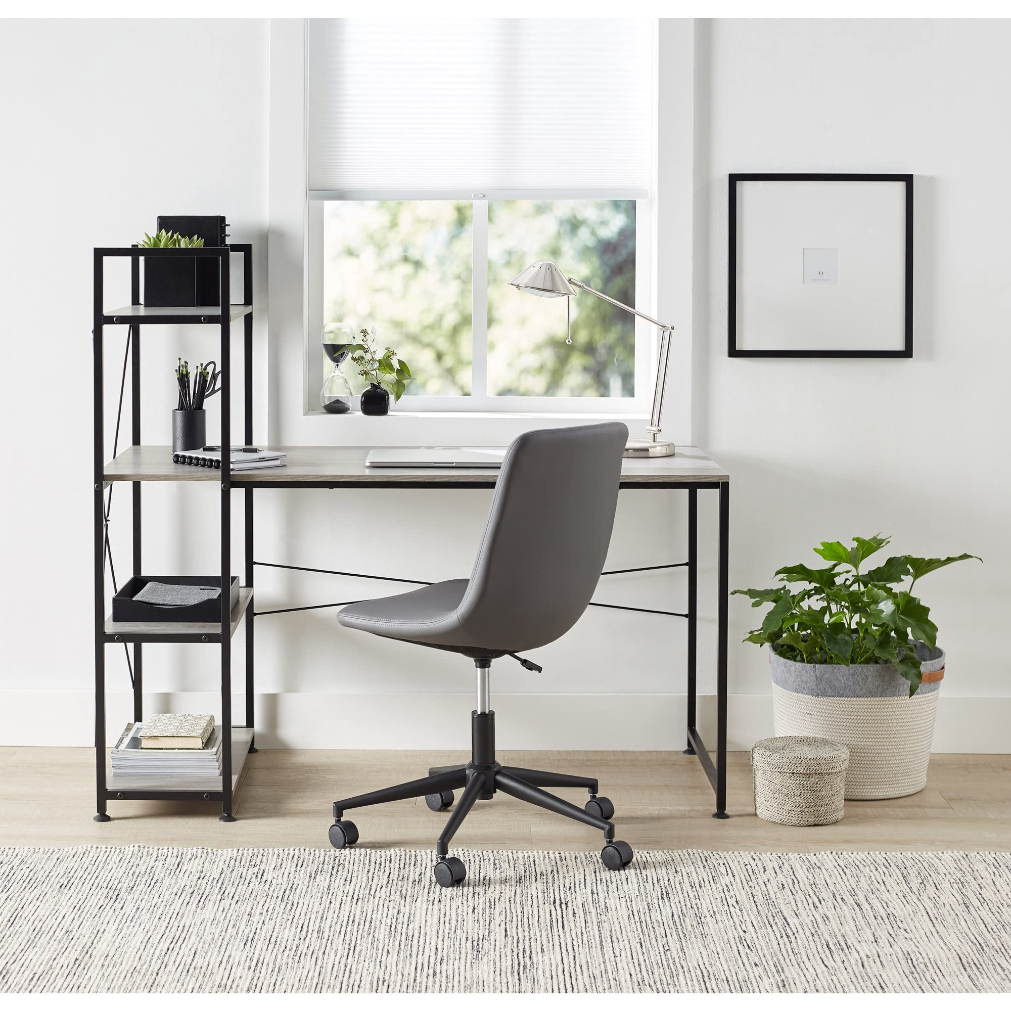 RealspaceĀ® Trazer 56"W Computer Desk With Storage Shelves, Gray
