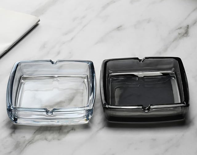 Ashtray 1 Pack Transparent Square Glass Ashtray Crystal Glass Ashtray Home Desktop Ashtray Indoor Outdoor Office Desktop Decoration Ashtray Ash Tray