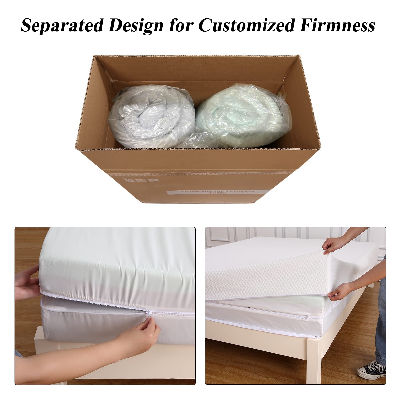 Homhougo 8-Inch Mattress Cal King, Dual Layers Memory Foam Mattress, Convoluted Foam Mattress for Adjustable Bed Frame,CertiPUR-US Certified, Medium-Firm