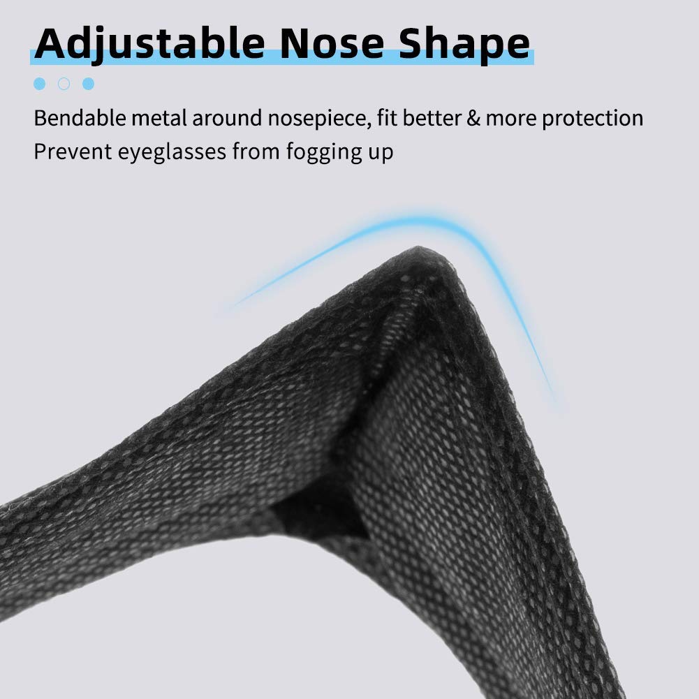 Bigox Disposable Face Mask Individually Wrapped 50 Pack Black