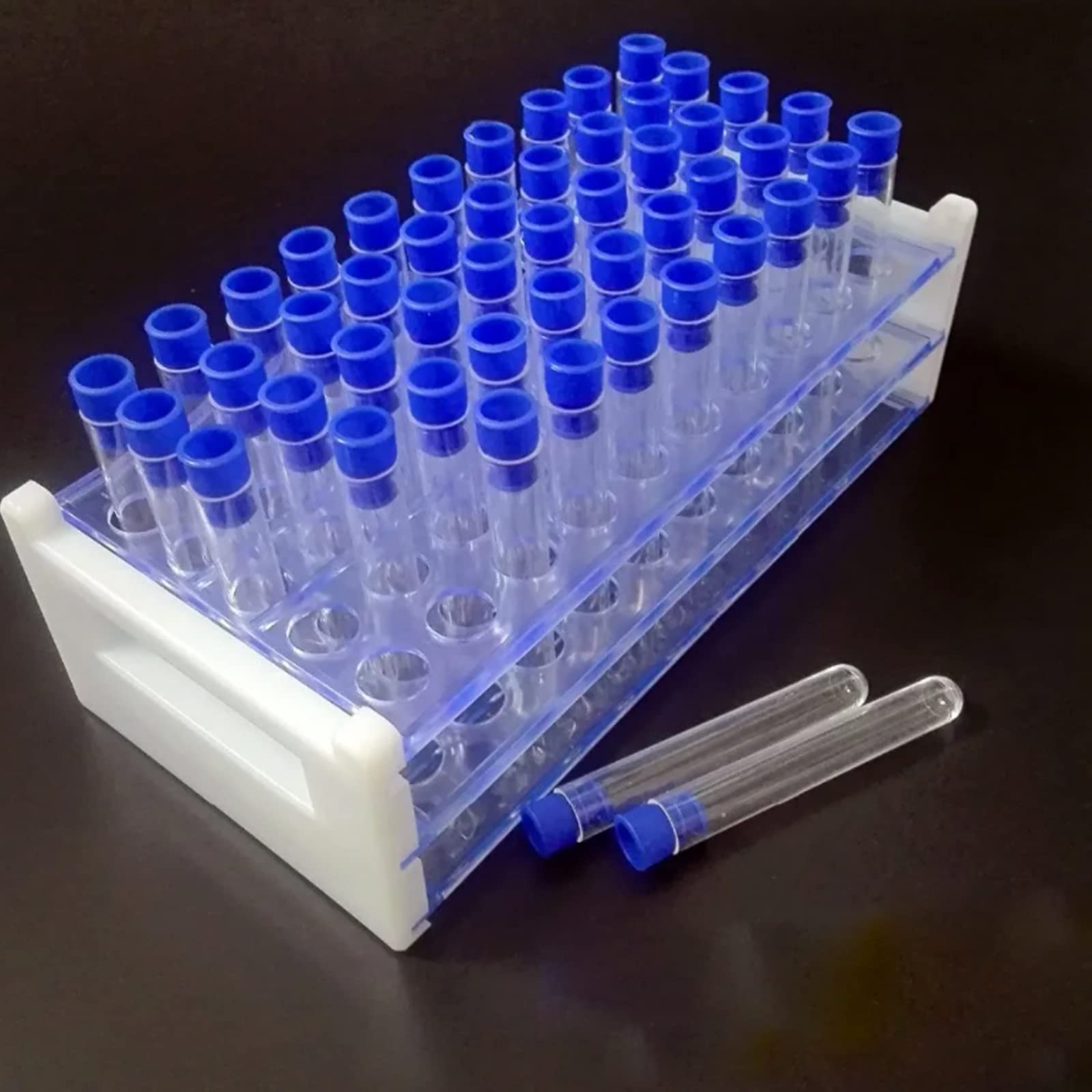 HEIHAK 6 Pack Plastic Test Tube Rack, 50 Holes Detachable Lab Test Tube Holder for 13mm - 16 mm Tubes