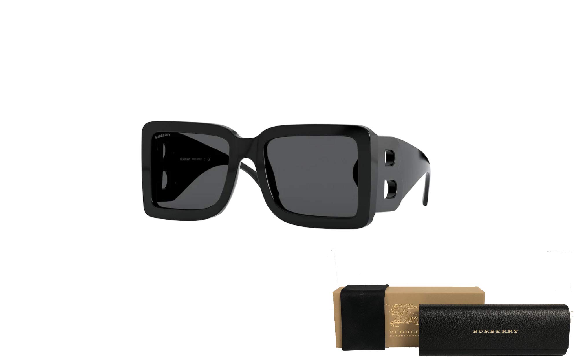 BE4312 300187 55MM Black/Grey Square Sunglasses for Women + BUNDLE with Designer iWear Eyewear Kit