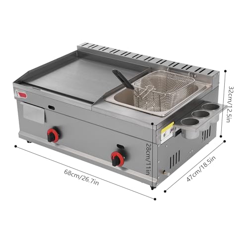 Commercial Reataurant Gas Grills -Commercial Deep Fryer Stainless -Commercial Propane/Gas Flat Top Grill Griddle with Deep Fryer Multi-function