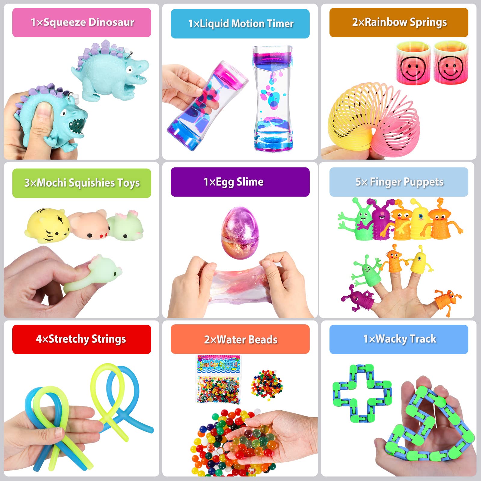 Max Fun Sensory Fidget Toys Set Bundle 48 Pack Stress Relief Anti-Anxiety Tools Toys for Kids Adult Children Autistic ADHD Fidgets Box, Squeeze Ball Marble Mesh Wacky Track