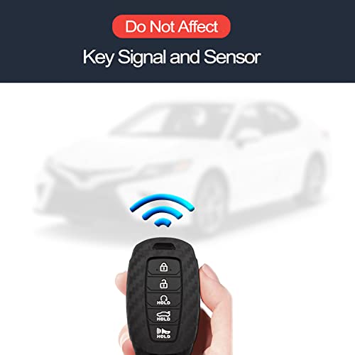 INFIPAR 2pcs Compatible with Hyundai Palisade Elantra Smart 5 Buttons Silicone FOB Key Case Cover Protector Keyless Entry Carbon Fiber Looks Remote Holder