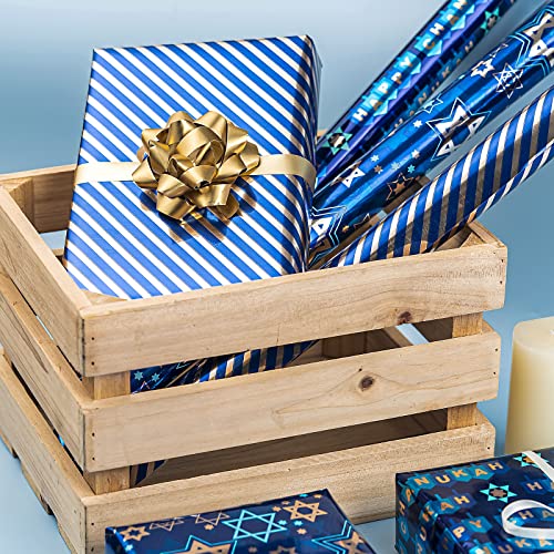 MAYPLUSS Wrapping Paper Roll - Mini Roll - 17 inch X 120 inch Per roll - 3 Different Hanukkah Design (42.3 sq.ft.ttl)