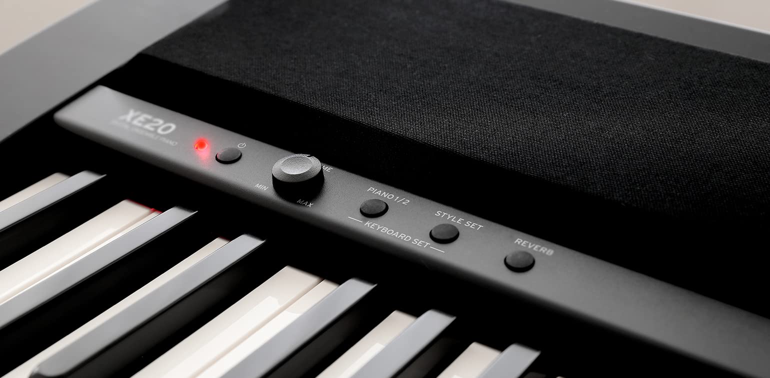 Korg XE20 Digital Ensemble Piano Bundle with Adjustable Stand, Bench, Power Supply, Damper Pedal, Keyboard Cover, Instructional Book, Austin Bazaar Instructional DVD, and Polishing Cloth