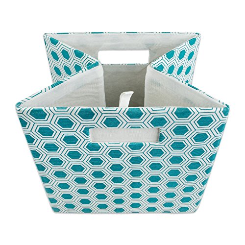 DII Collapsible Polyester Storage Cube, Honeycomb, Teal, Large