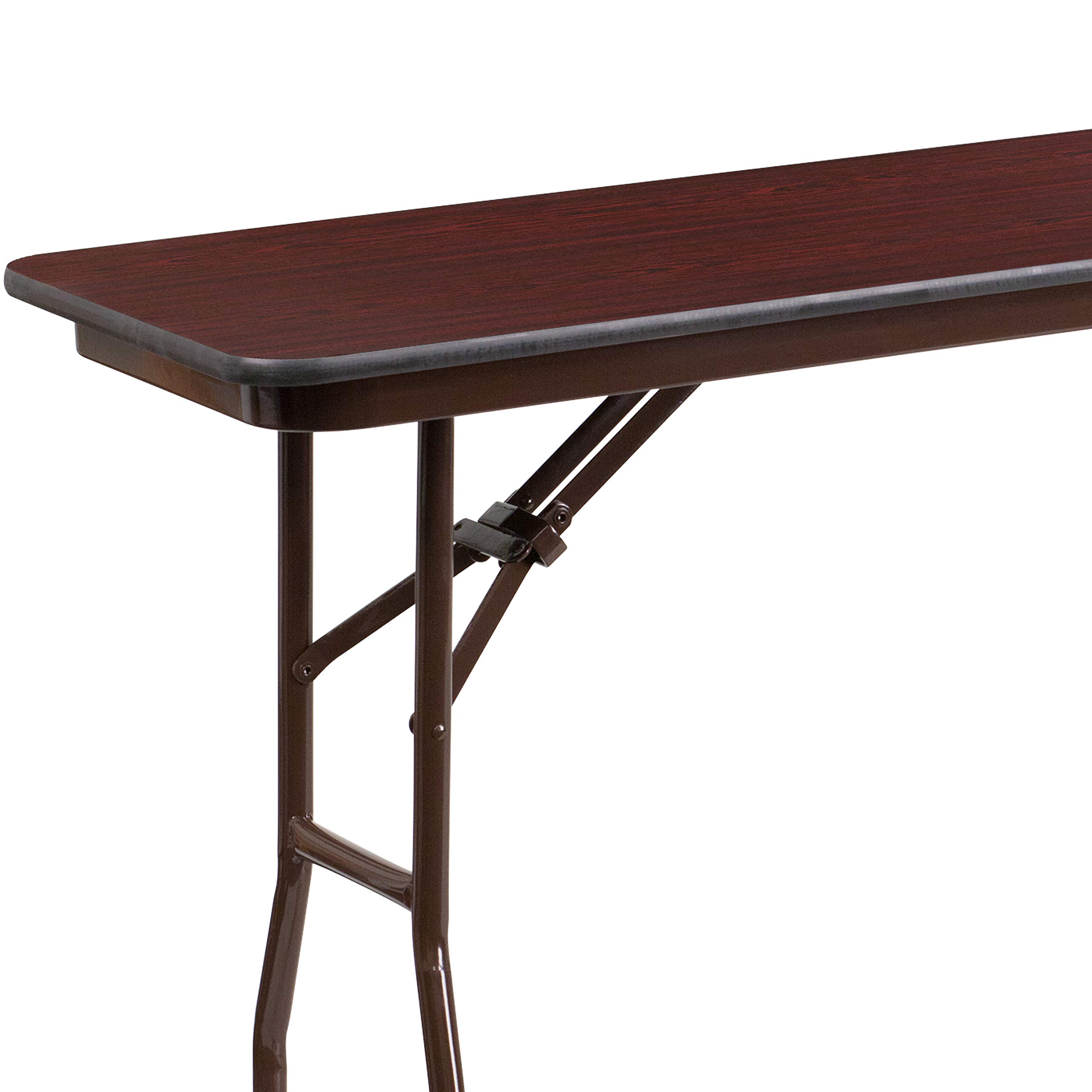 Flash Furniture Frankie 6' Mahogany Melamine Laminate Folding Training and Event Table, Rectangular Folding Training Table, Brown