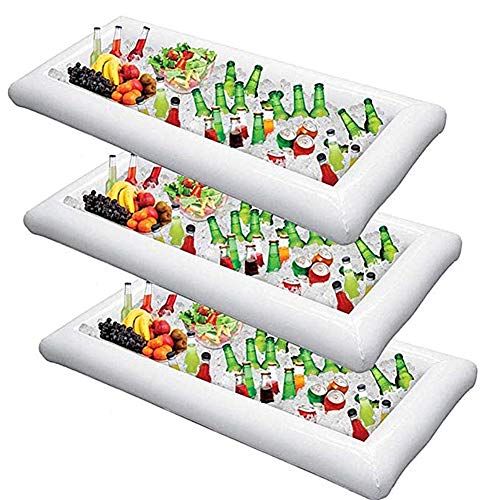 Inflatable Serving Bars Ice Buffet Salad Serving Trays Food Drink Holder Cooler Containers Indoor Outdoor BBQ Picnic Pool Party Supplies Cooler Drain Plug,Ice Tray Food Drink Containers for Summer Par