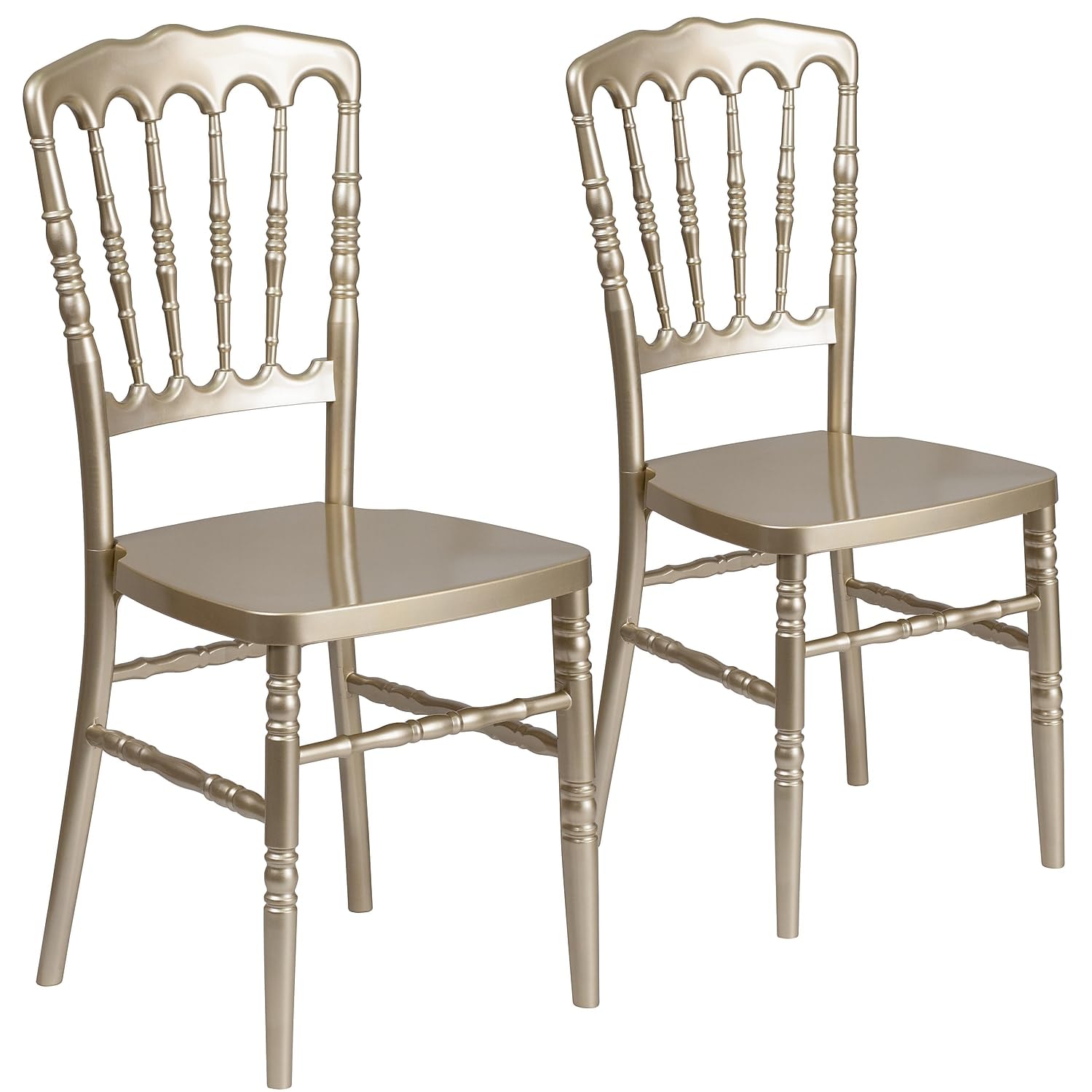 Flash Furniture 2 Pack HERCULES Series Gold Resin Stacking Napoleon Chair