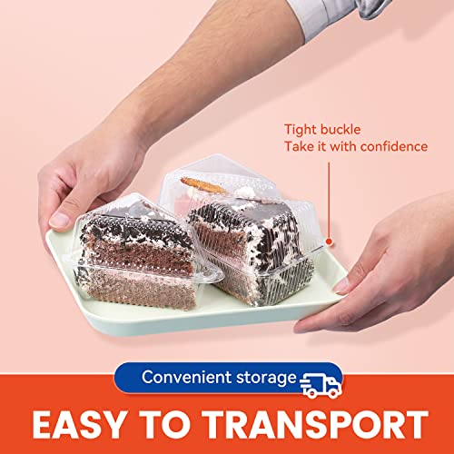 DODHEG 120 PCS Plastic Cake Containers, Clear Hinged Plastic Containers, Clear Plastic Take out Containers, with Bring 120 Sealing Stickers, for Home Bakery and Cafe (5.5x4.2x3 inches) Triangles.
