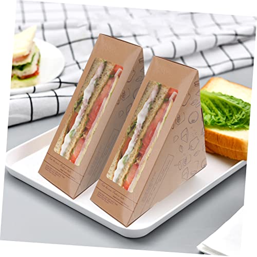 FUNOMOCYA 100pcs Boxes Sandwich Box Mini Food Containers Mini Muffin Plastic Cake Stand Mini Cupcake Box Triangle Sandwich Box Food Packaging Boxes Baking Food Box Sandwich Packaging Box Set