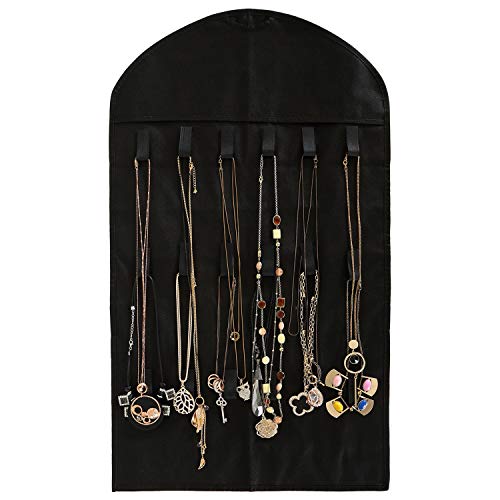 Foraineam 3 Pack Hanging Jewelry Organizer 32 Pockets 18 Hook and Loops Necklace Holder Earrings Bracelet Ring Display Storage Bag