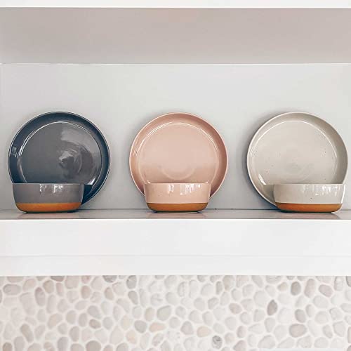 Mora Ceramic Flat Bowls Set of 4-25 oz- For Soup, Salad, Rice, Cereal, Breakfast, Dinner, Serving, Oatmeal, etc - Microwave, Dishwasher and Oven Safe Porcelain Bowl for Eating and Kitchen - Neutrals