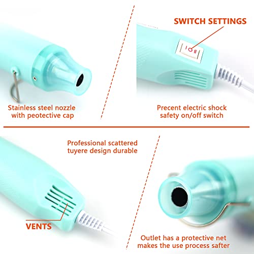 Mini Heat Gun for Crafts, 300W, Ergonomic Lightweight Hot Air Gun, Craft Supplies for Embossing, Acrylic Pouring, and Drying Resin