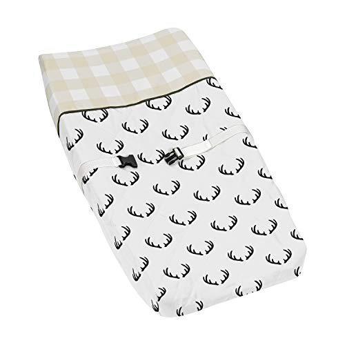 Sweet Jojo Designs Green and Beige Rustic Deer Buffalo Plaid Check Changing Pad Cover for Woodland Camo Collection