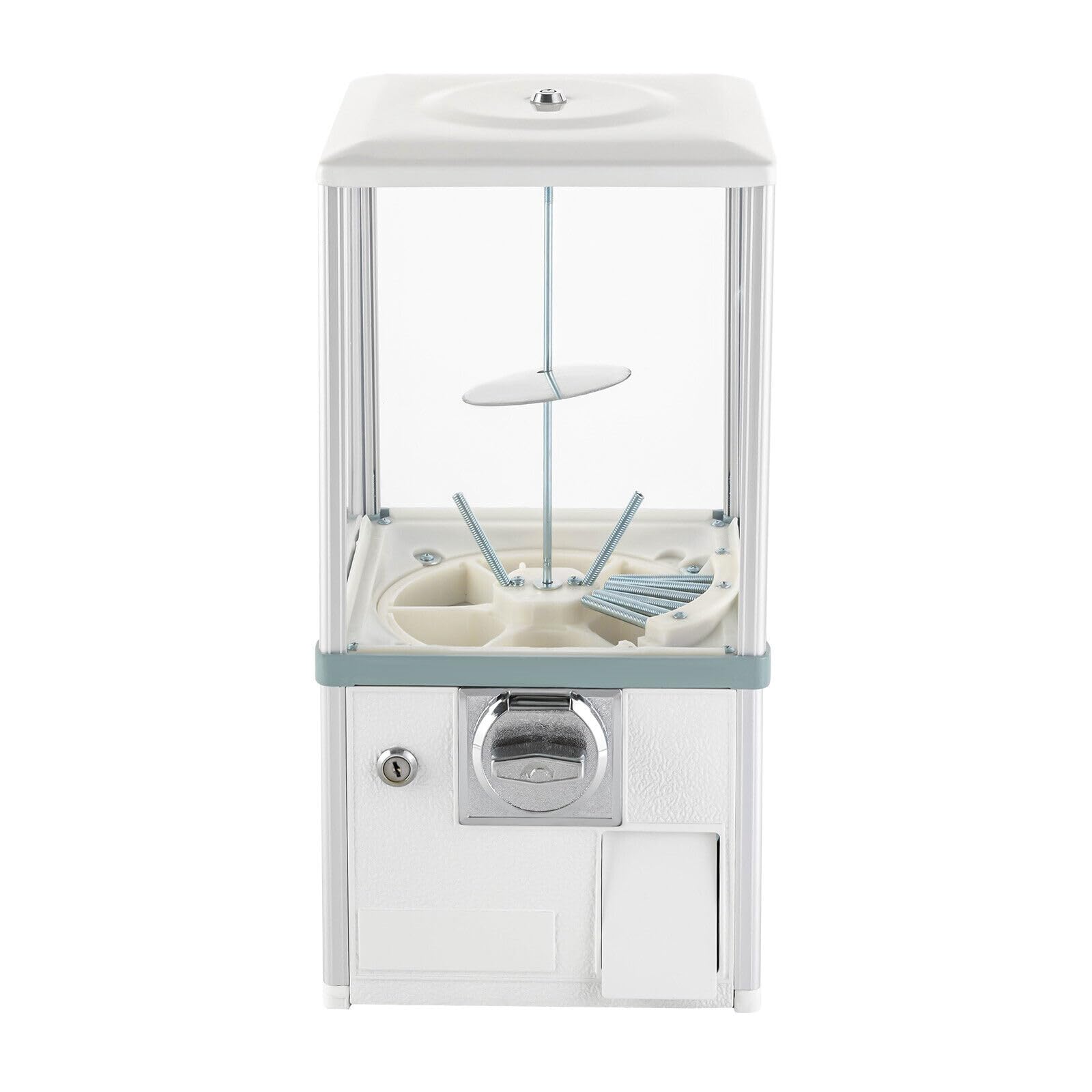 BJTDLLX Vending Machine, Candy Vending Machine Prize Machine Gumball Vending Device Big Capsule for 1.1"-2.1" Gadgets, Commercial Vending Machine for Selling Small Capsule Toys, Candy - White