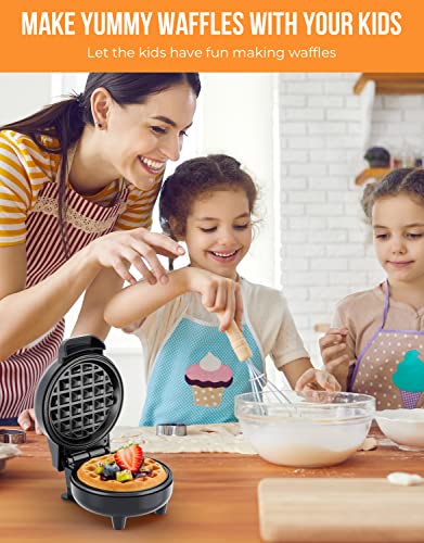 Mini Waffle Maker, Small Waffles Iron Keto Chaffles Single Compact Design Nonstick, Breakfast, Snacks, Hash Browns, 4 Inch Gray 550W BLAZANT