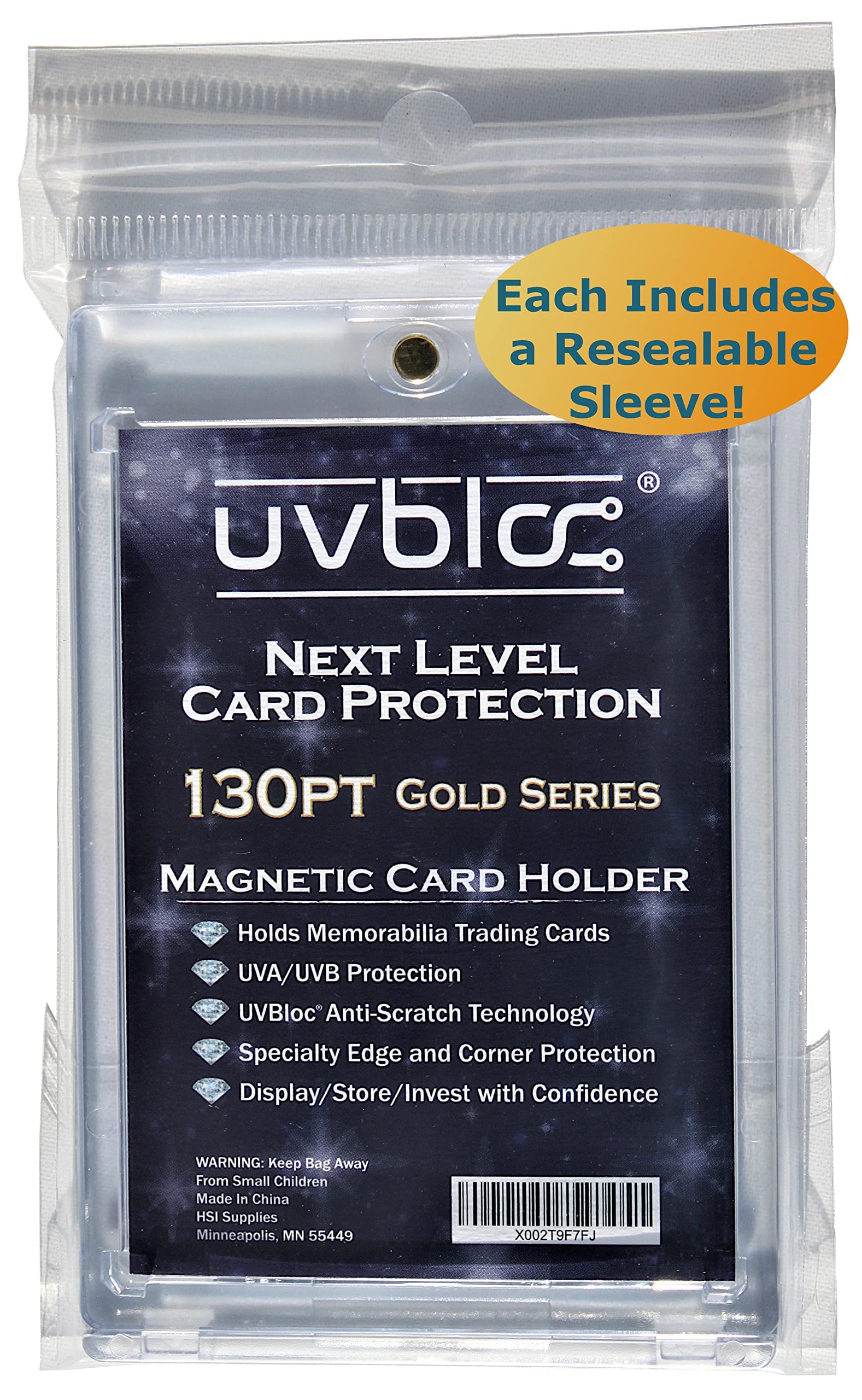 UVBLOC One Touch Card Holder 130pt Magnetic Baseball Jersey Patch Pro Protectors Sleeves Cases for Trading Football Sports Cards