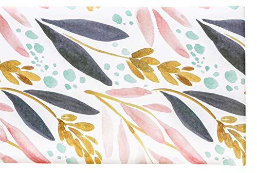 HAOKHOME 93027 Watercolor Forest Peel and Stick Wallpaper Removable White/Pink/Navy/Yellow Floral Vinyl Self Adhesive Shelf Liner 17.7in x 9.8ft