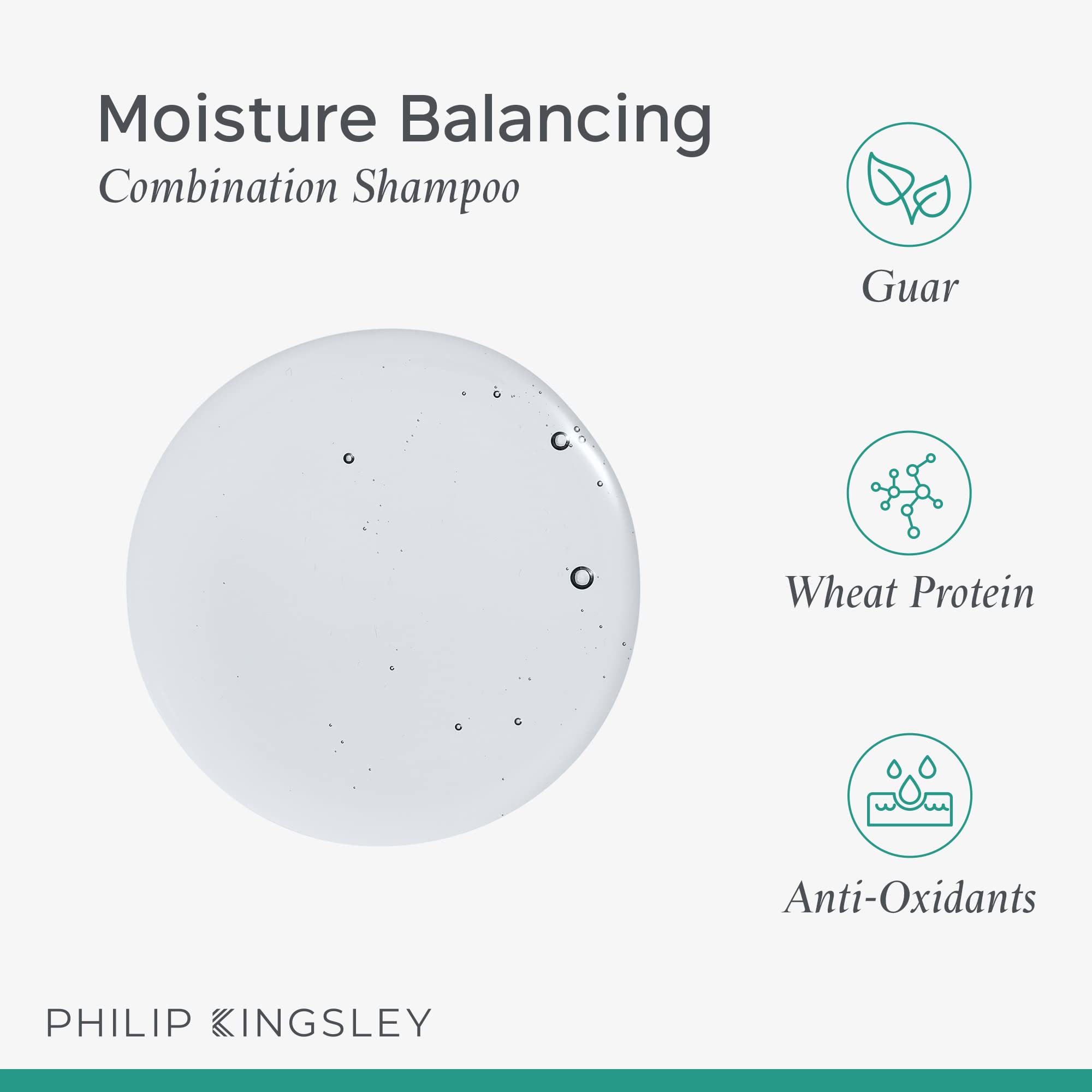 Philip Kingsley Moisture Balancing Combination Shampoo Hydrating for Dry Oily Hair, Hydration Anti-Frizz Anti-Oxidant Shampoo Gentle Cleansing Hydrates Adds Shine, 8.45 oz