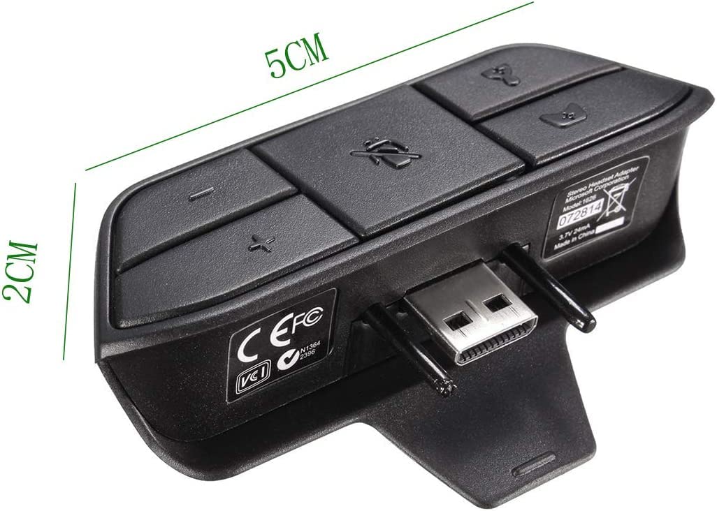 Cenxaki Stereo Headset Adapter for Xbox One, Game Audio Mic Headphone Converter PC – Black