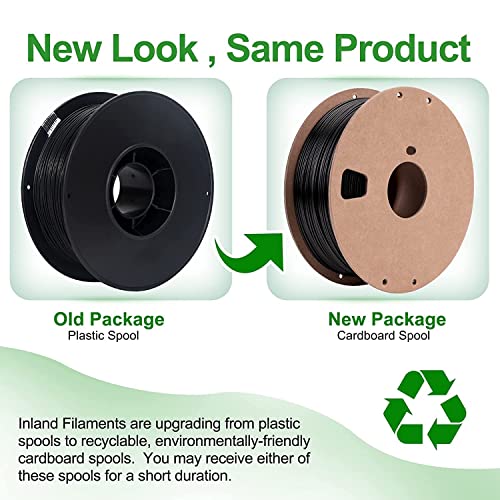 Inland 1.75mm ABS 3D Printer Filament, Dimensional Accuracy +/- 0.03 mm - 1kg Cardboard Spool (2.2 lbs) - Fits Most FDM/FFF Printers - Black