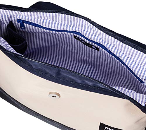 Moz Shoulder Bag, Lightweight, Water Repellent, Cover, Flap, Messenger, Navy x Off-White