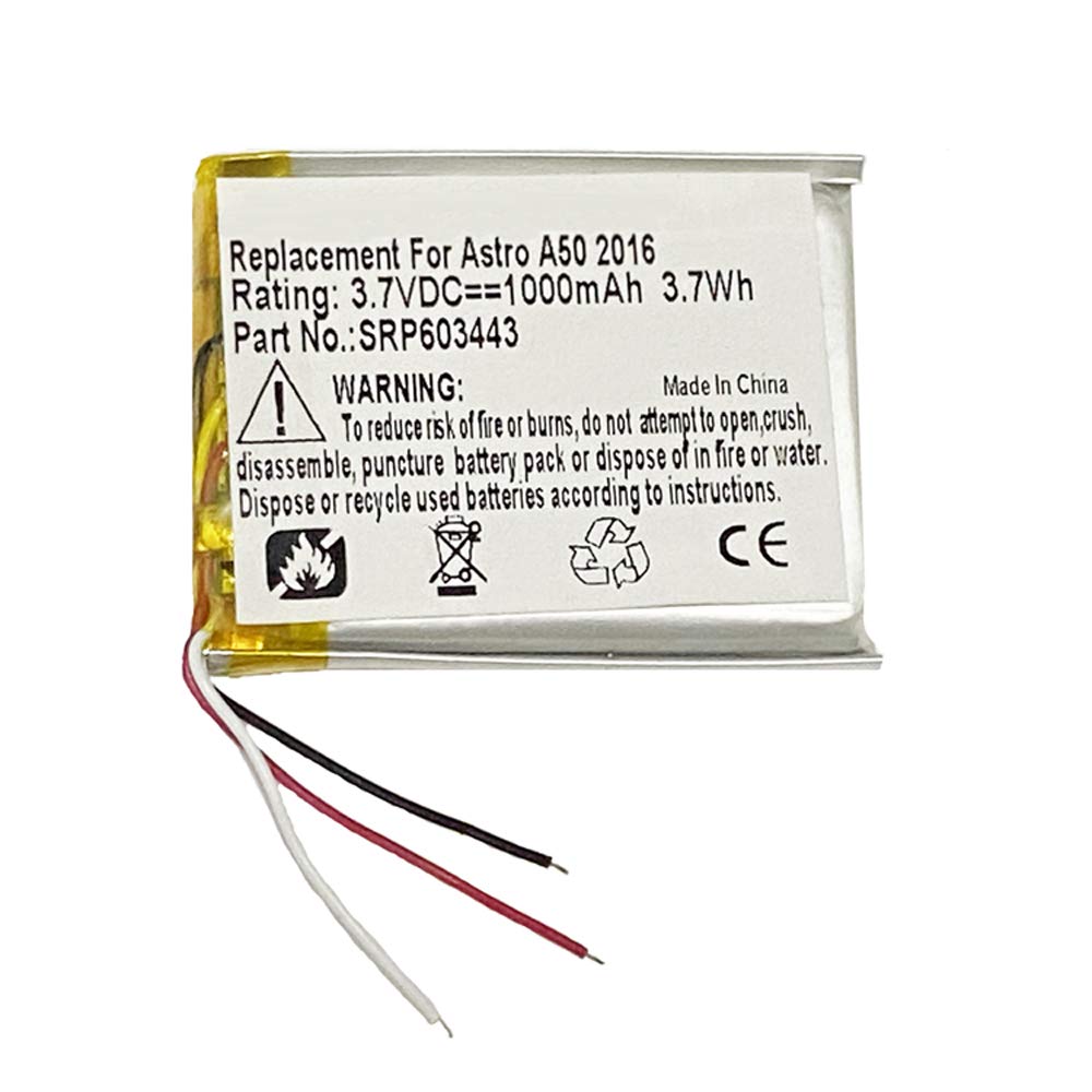 MPF Products 1000mAh SRP603443 Battery Replacement Compatible with Astro A50 Wireless Gaming Headset