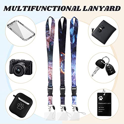 FGY Cell Phone Lanyard for Around Neck, 3 Pieces Starry Sky Neck Strap with 6 Clear Tether Tabs, Detachable Neck Strap Lanyard for Phone with Release Buckle for Men Women Teen, Fit for Most Smartphone