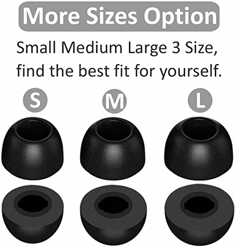 Memory Foam Tips Compatible with Galaxy Buds Pro/Galaxy Buds 2 / Galaxy Buds Plus Replacement Ear Tips, Perfect Noise Cancellation, Fit in Case, 6 Pairs [3 Size] Foam Tips Black (Foam GBP6P)