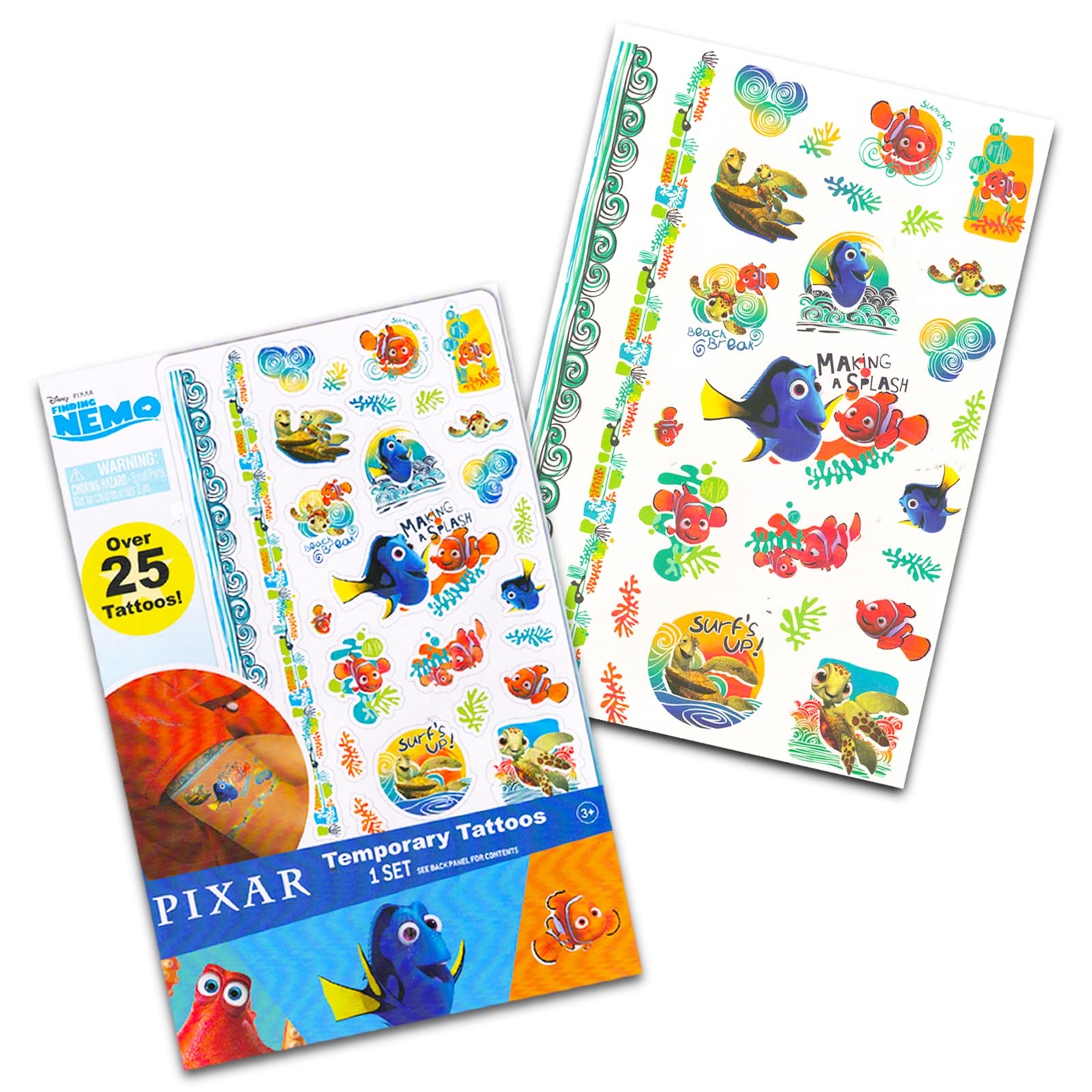 Beach Kids School Bag Bundle with Baby Shark Art Supplies | Includes 8.5'' Stationary Kit, Travel Bag, and Finding Dory Tattoos