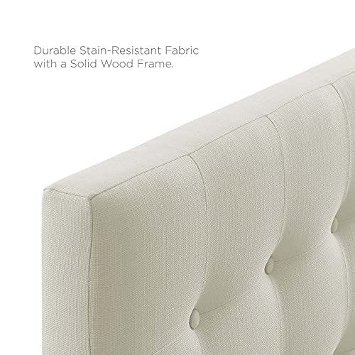Modway Emily Tufted Button Linen Fabric Upholstered Full Headboard in Ivory