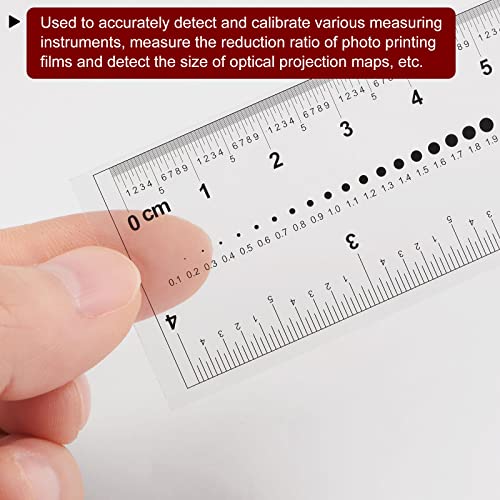 HARFINGTON 2pcs Film Flexible Ruler 4 Inch 0.1mm Scale PET Plastic Folding Straight Ruler Calibration Soft Ruler Measuring Tool for Factory, Transparent