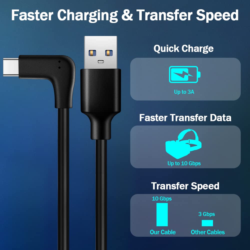 KZERO Link Cable 10 FT Compatible for Oculus Quest 2 Pico 4, PC/Steam VR, Transfer Link Cable VR for Quest 2 PC Data Transfer, USB 3.1 to USB C Cable for VR Headset and Gaming PC