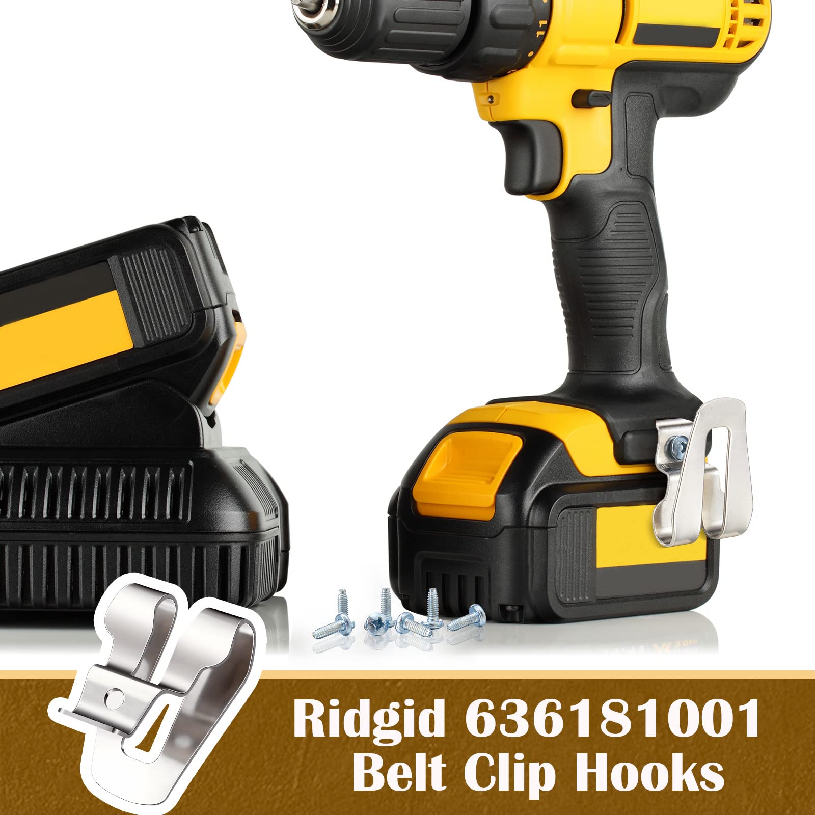 Replacement Belt Clip Hooks Stainless Steel Driver Belt Clip Drill Clip Hook Tool with Screws Power Tool Parts (4 Pieces)