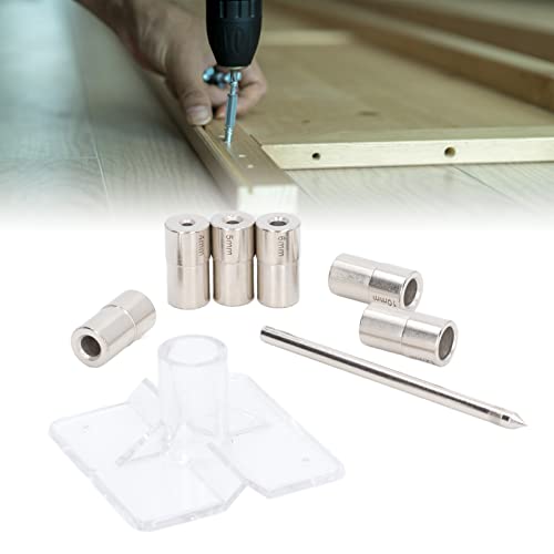 Drill Bushing Set, 8 Pcs Self Centering Dowel Jig Kit 6 Size Inner Diameter Alloy Steel Drilling Guide Centering Puncher Locator Set, Tips