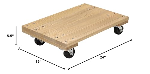 Vestil HDOS-1624-9 Solid Deck Hardwood Dolly with Hard Rubber Casters, 900 lbs Capacity, 24" Length x 16" Width x 5-1/2" Height