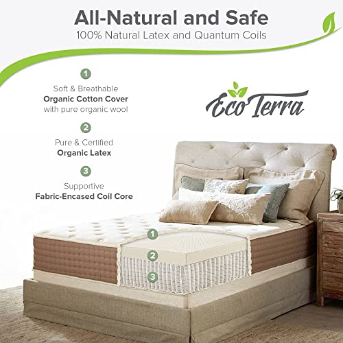 Eco Terra | Natural Latex | Luxury Hybrid Mattress | Medium Firm Mattress with Encased Coil Spring | King