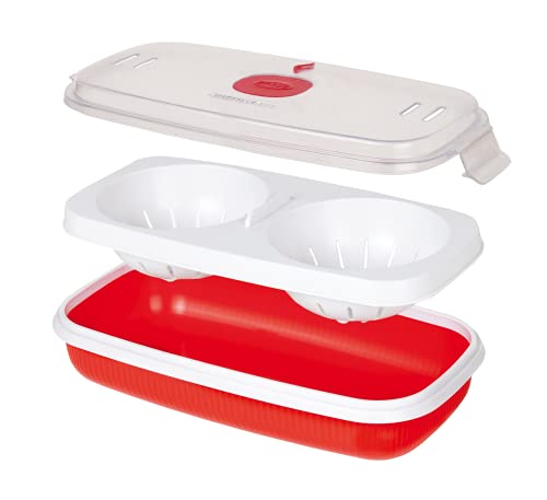 Snips Microwave Cookware Egg Poacher and Omelet Maker, Red