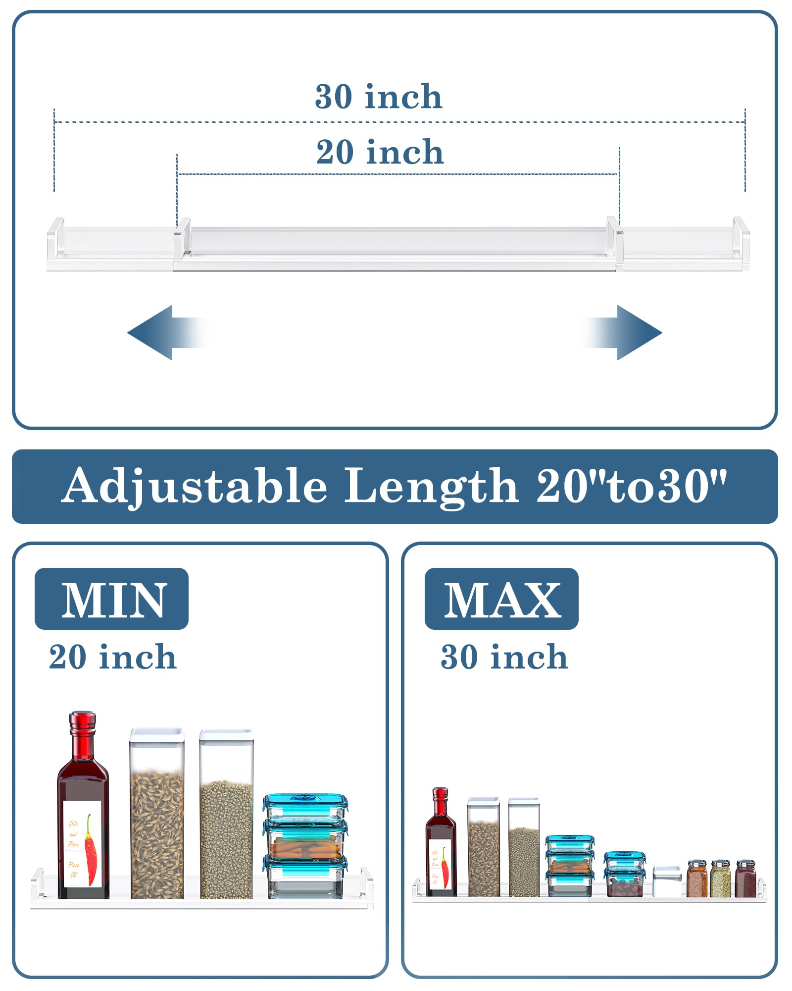 Bumusty 6X Strong Magnetic Shelf for Stove, Adjustable Stove Top Shelf, 20"-30" Oven Shelf Spice Rack Over the Stove, Seasoning Organizer Kitchen Shelves, Matte White