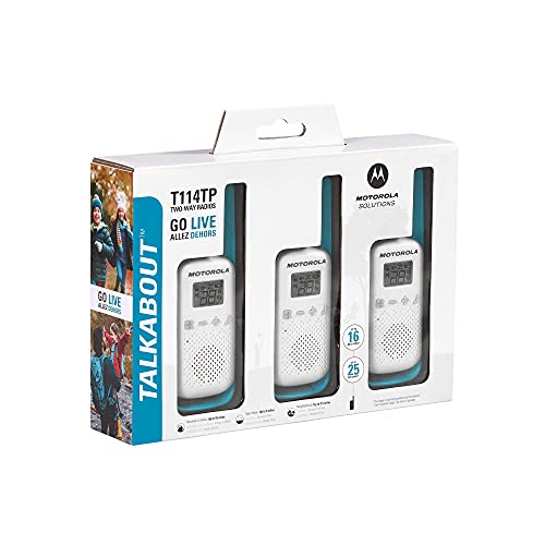 Motorola Solutions Talkabout T114TP White/Blue 16 Mile 2 Way Radio Three Pack