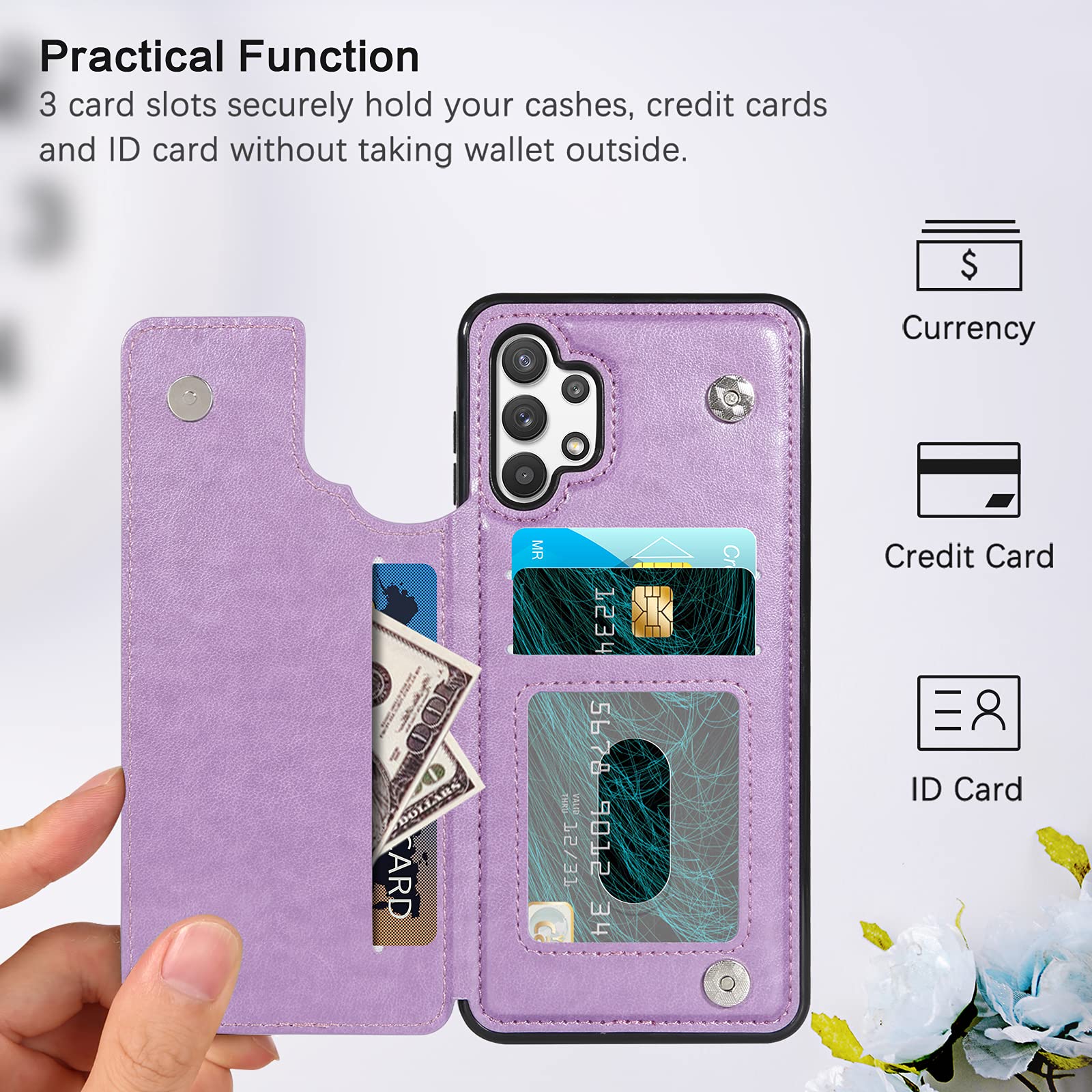 BENTOBEN Samsung Galaxy A32 5G Wallet Case, PU Leather Heavy Duty Rugged Shockproof Protective Cases with Card Slots Cash Holder Phone Case for Samsung Galaxy A32 5G 6.5 Inch 2021, Black