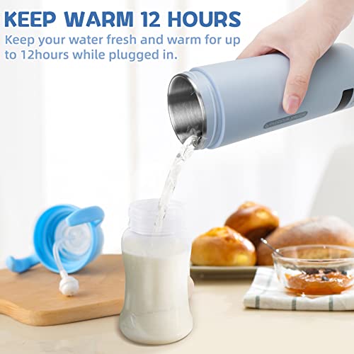 Travel Electric Kettle, ShineMe Portable Mini Electric Kettle with Temperature Control and LCD Display, 350ml Stainless Steel Kettle Water Boiler Fast Boil and Auto Shut off (Blue)