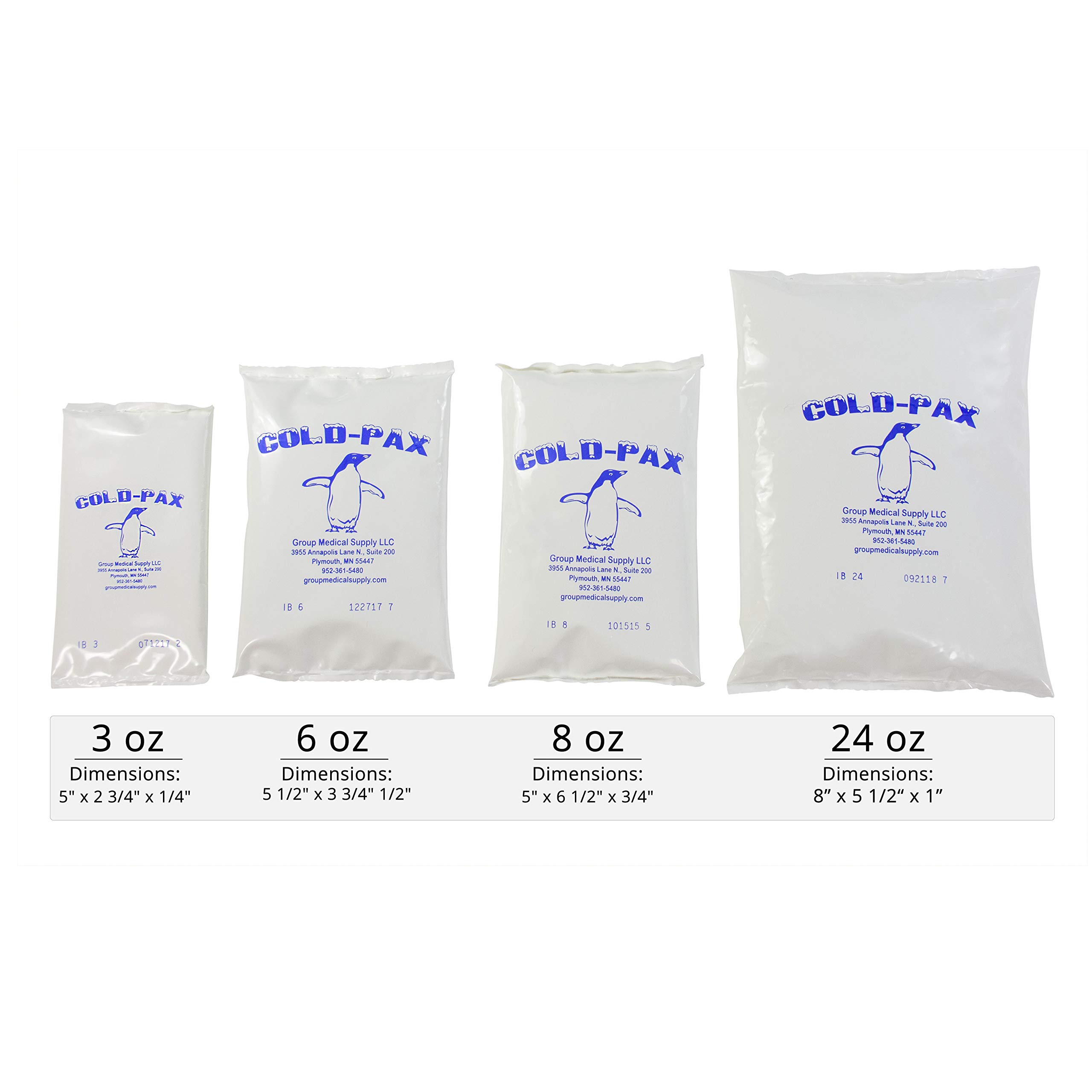 GMS Cold Pax Ice Pack Reusable 4 Pack - Extra Cold Ice Pack Replacements - 3 oz Multipurpose Gel Packs for Aches, Pains, Bruises, Sores, Coolers, Lunch Boxes, and Medical Purposes