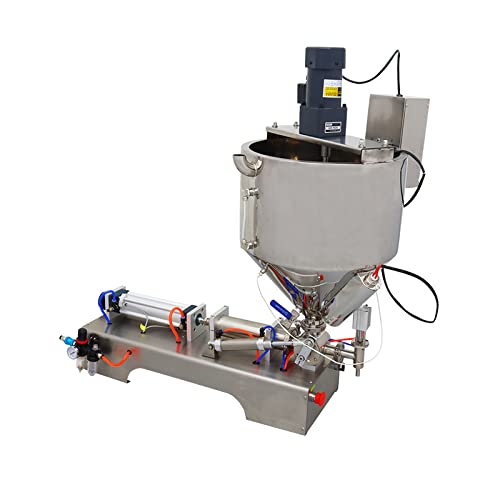 INTBUYING 110V 30-300ml Paste Liquid Heating Mixing Filling Machine with Vertical Stirring Hopper for Cream Shampoo Honey Toothpaste Oil Sauce Butter